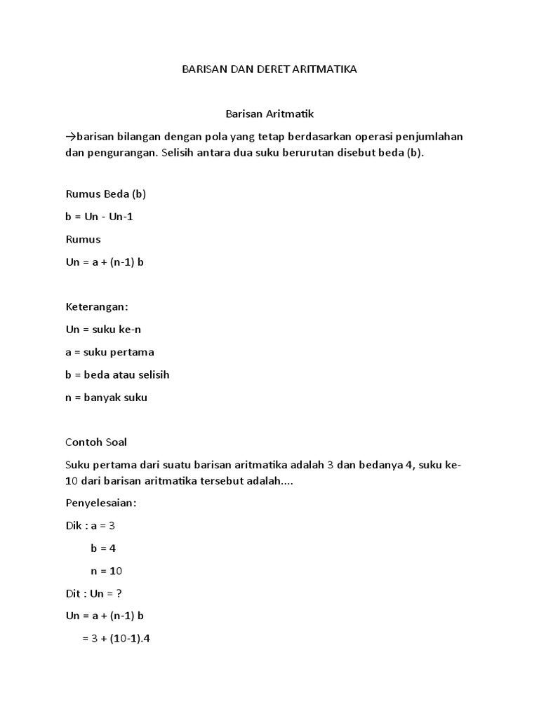 Barisan dan Deret Aritmatika dan Geometri | PDF