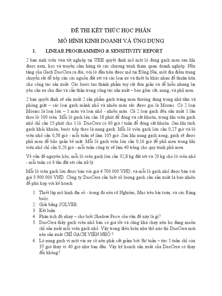 Đề KTHP-Modelling | PDF