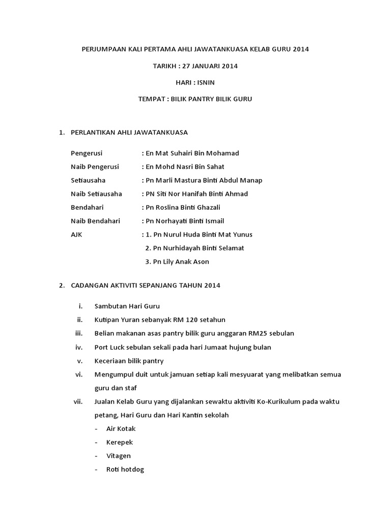 Laporan Aktiviti Kelab Guru | PDF