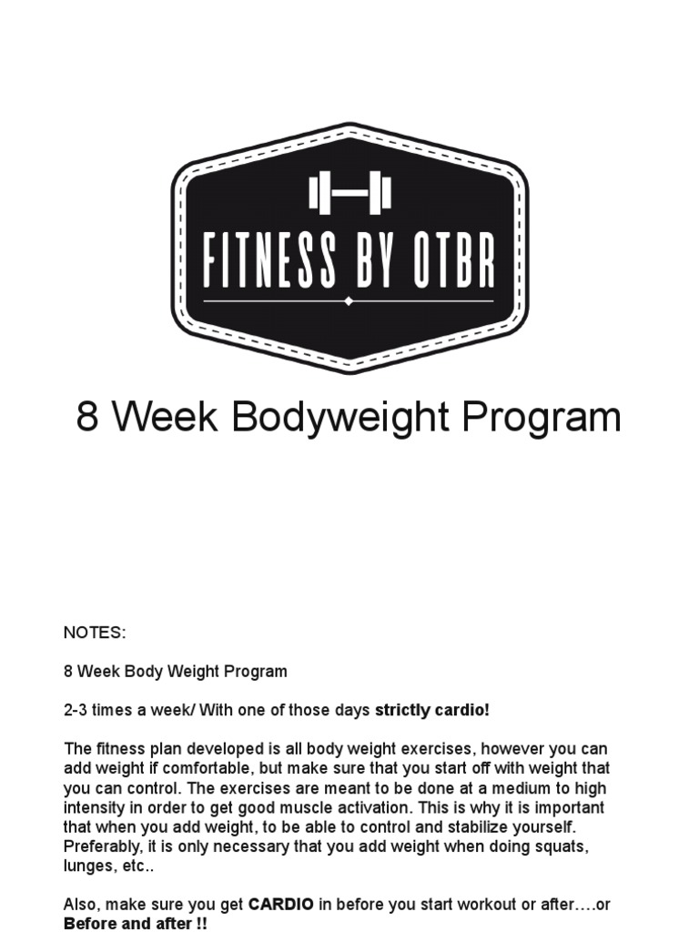 8 Week Bodyweight Workout Plan | PDF | Wellness