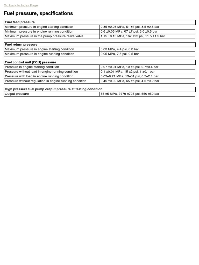 Fuel Pump Pressure Specifications | PDF | Cooking, Food & Wine ...