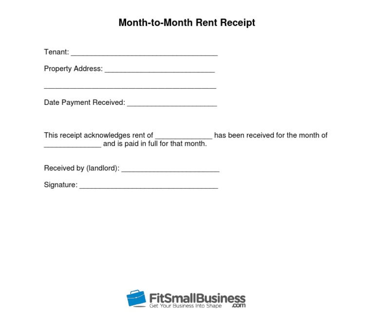Month To Month Rent Receipt | PDF