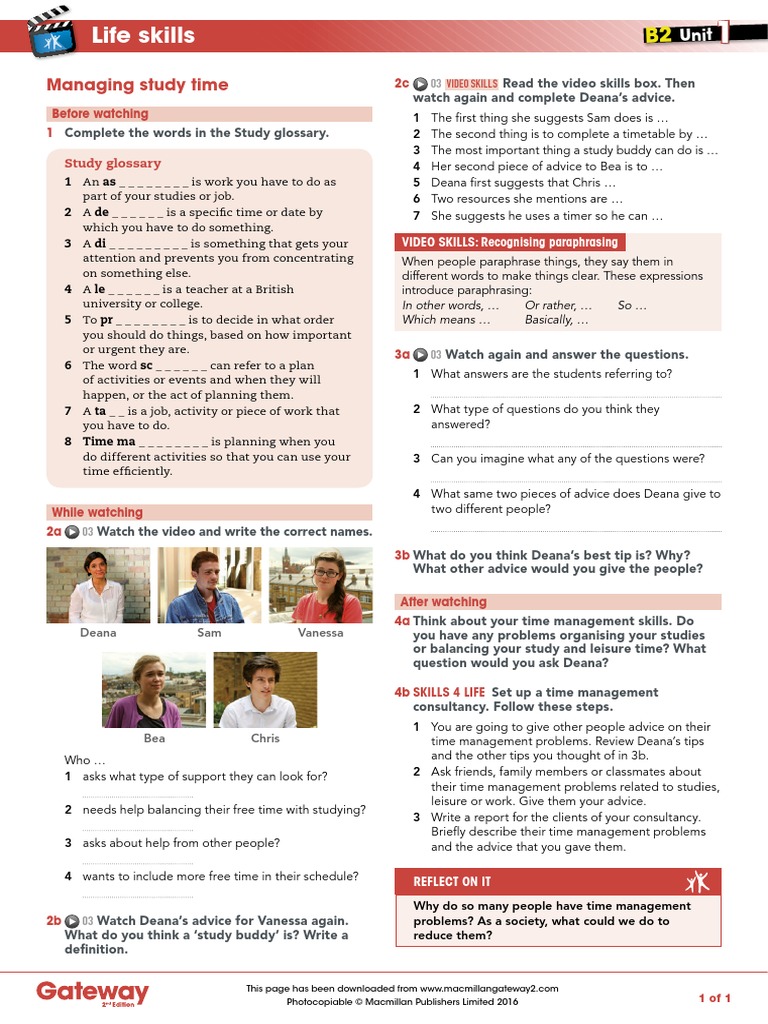 B2 UNIT 1 Life Skills Video Worksheet | PDF | Cognition