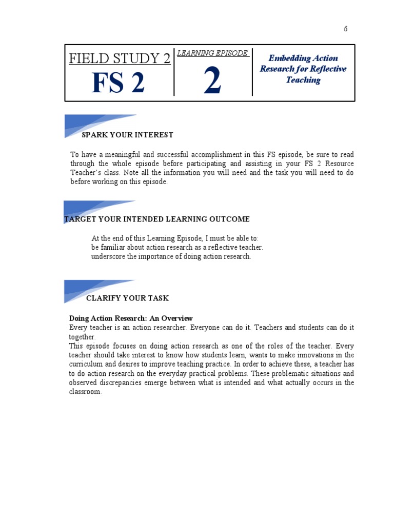 FS 2 Episode 2. | PDF | Action Research | Teachers