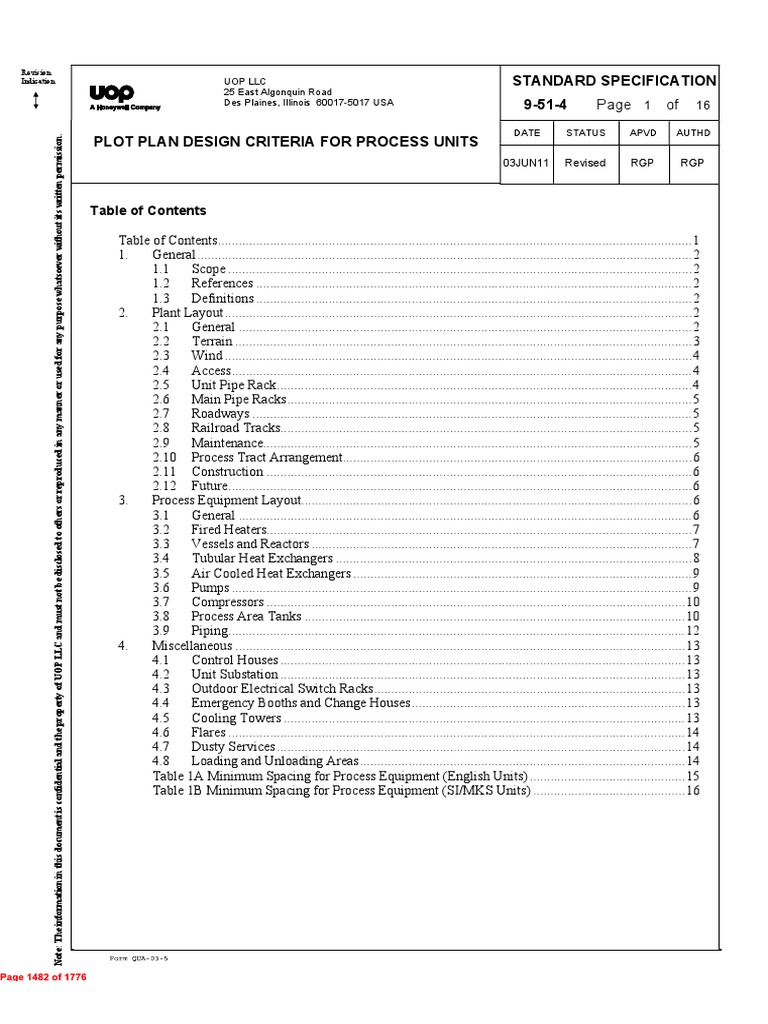 UOP 9-51-4 Plot Plan Design Criteria | PDF | Wound | Document