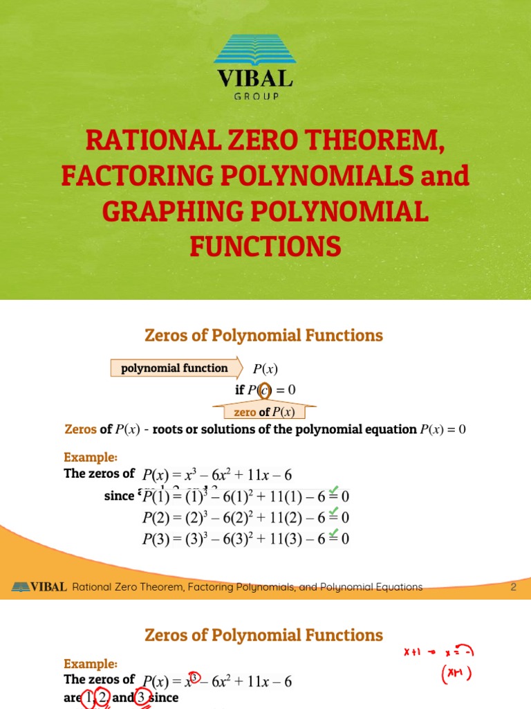 Rational Zero Theorem, Factoring Polynomials, and Polynomial Equations | Download Free PDF ...