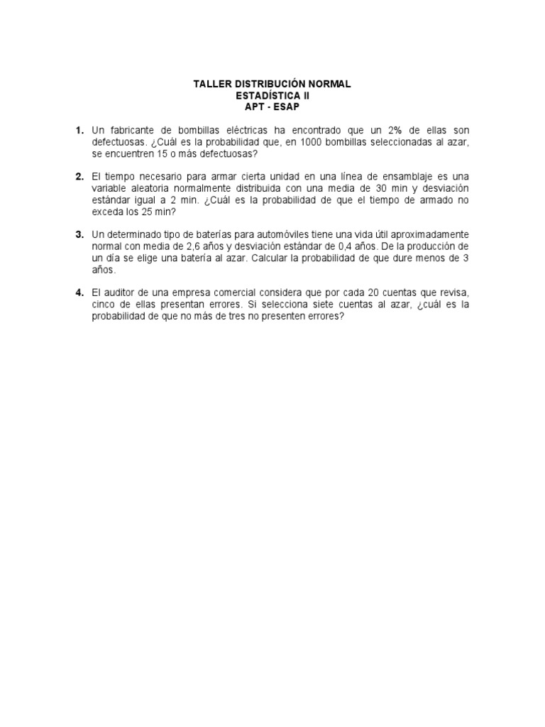 Taller Normal 2022-2 (ESAP) | PDF