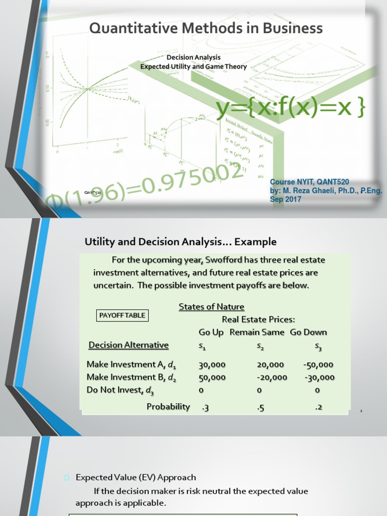 Decision Analysis More Utility Theory PDF | PDF | Utility | Applied Mathematics