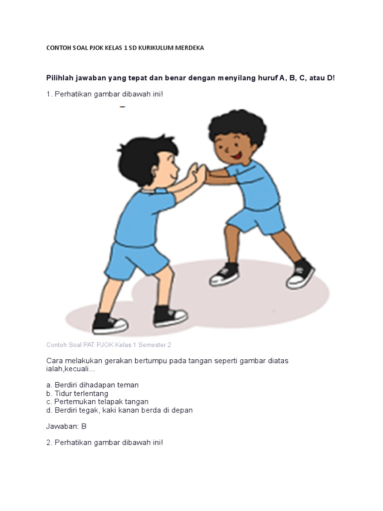 Contoh Soal Pjok Kelas 1 SD Kurikulum Merdeka | PDF