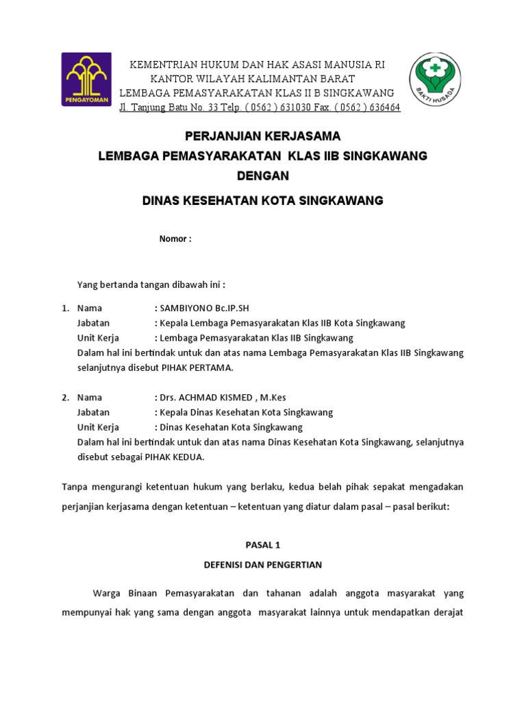 Perjanjian Kerjasama Kesehatan Pdf