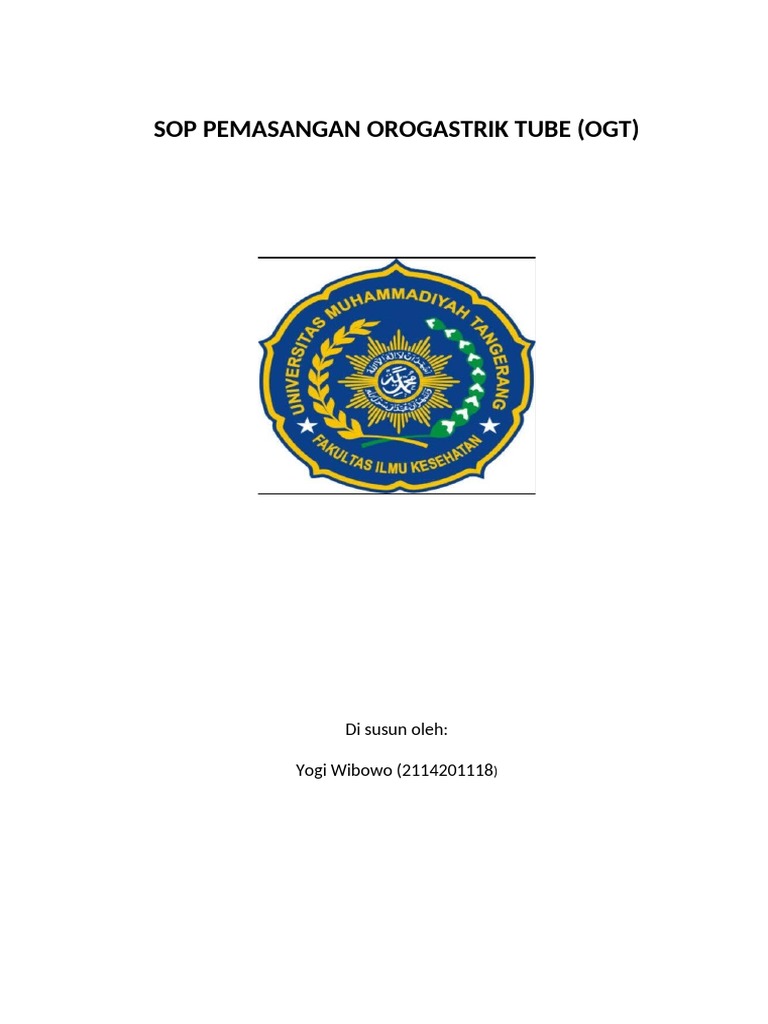 SOP Pemasangan Orogastrik Tube | PDF | Kesehatan Holistik