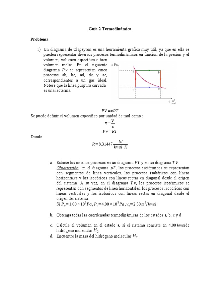 Diagramas P-V y Clapeyron en Termodinámica | PDF | Métodos y materiales ...