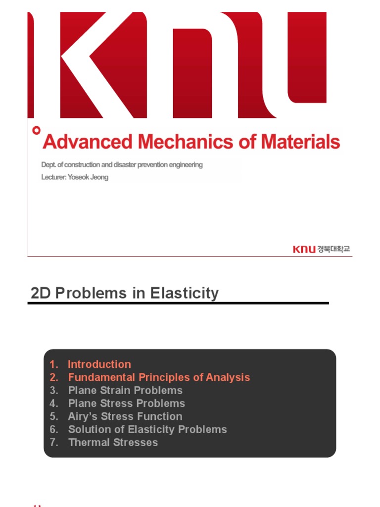 03 - Two-Dimensional Problems in Elasticity | PDF | Stress (Mechanics) | Elasticity (Physics)