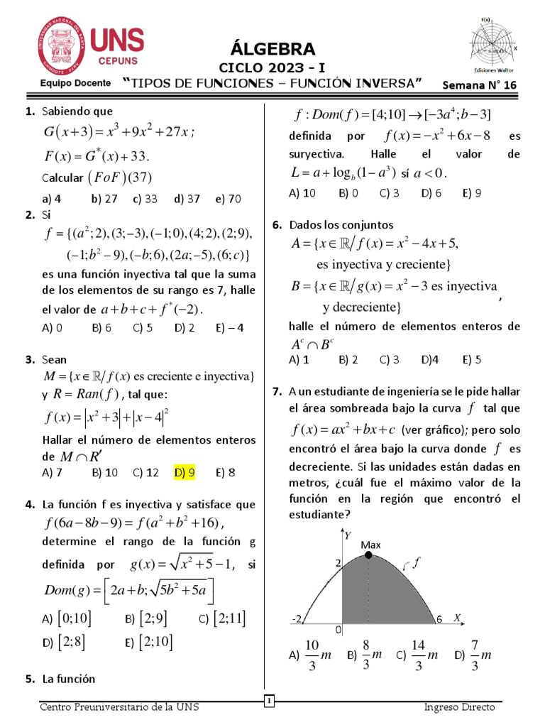 S16 - Función Inversa | PDF | Función (Matemáticas) | Relaciones ...