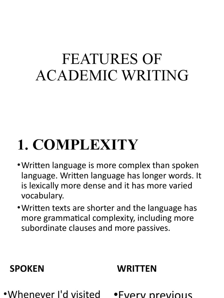 Features of Academic Writing | PDF | Word | Communication