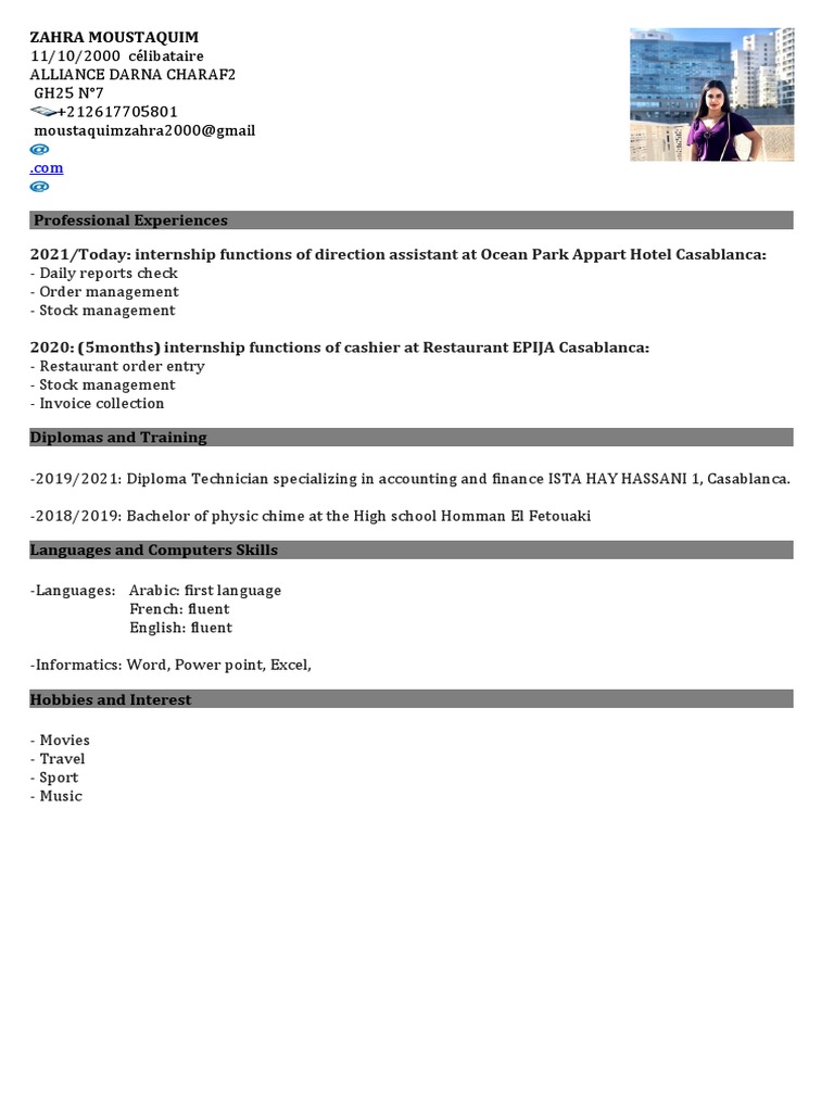 CV Zahra | PDF