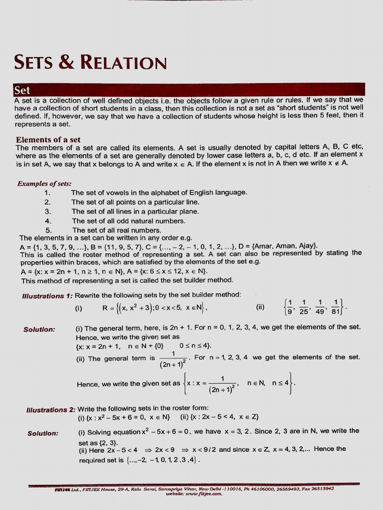 Sets & Relation Fiitjee | PDF