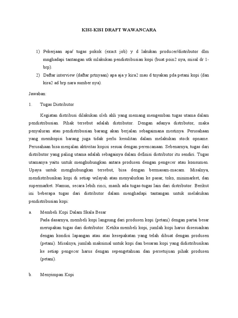 Kopi - Kisi-Kisi Draft Wawancara | PDF