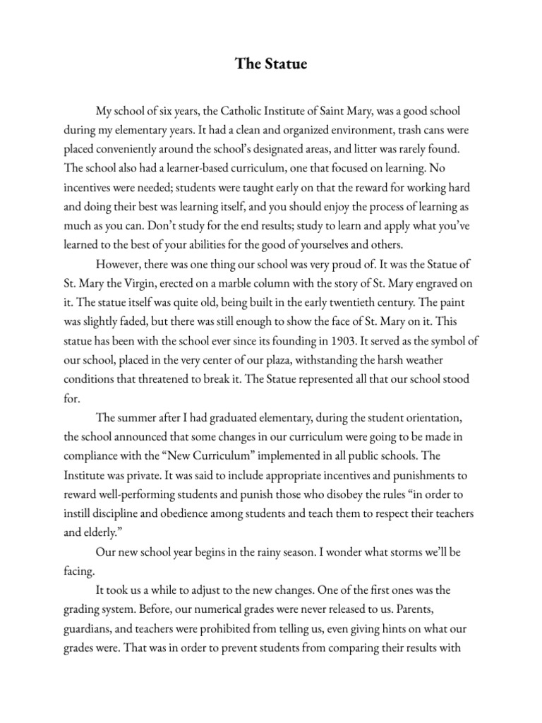 The Statue | PDF | Teachers | Curriculum