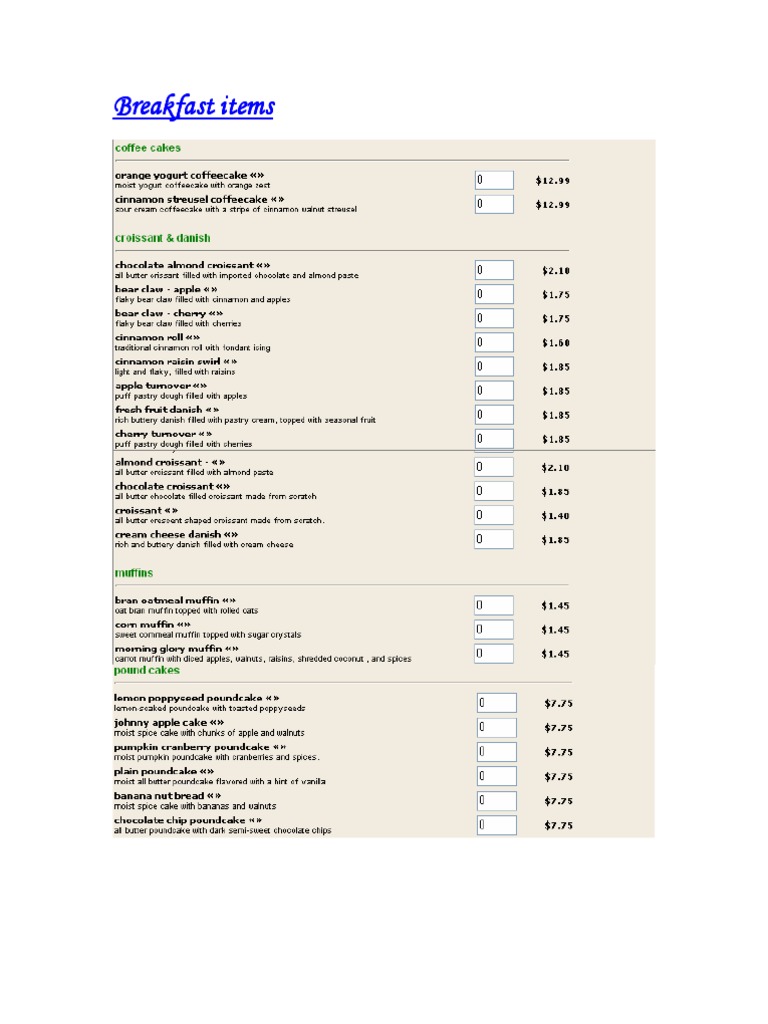 Breakfast Menu | PDF