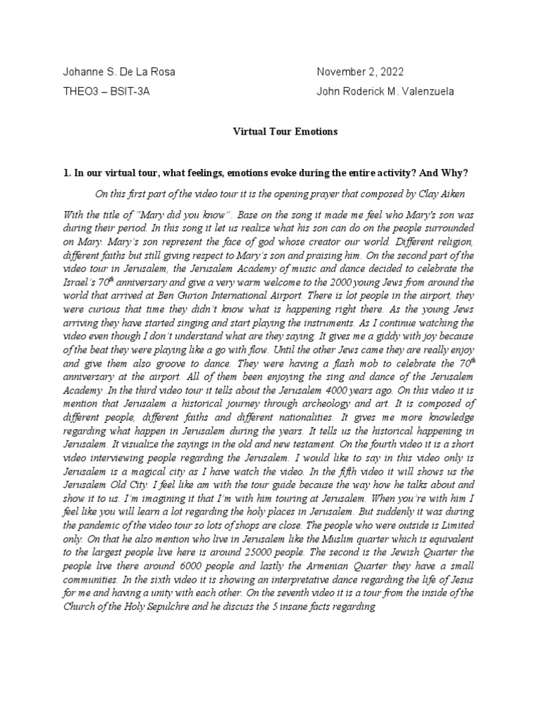 Activity No 1 (Finals) Video Tour To Jerusalem - DeLaRosa | PDF | Jerusalem | Jesus
