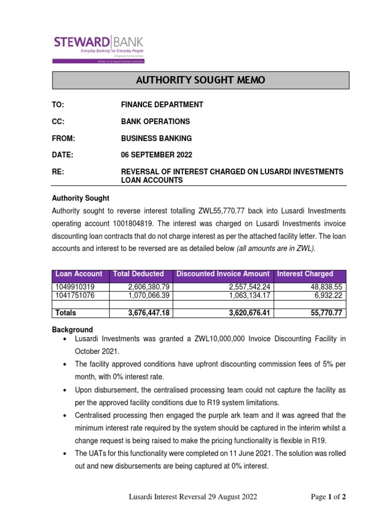 Lusardi Investments Interest Reversal Request | PDF | Interest ...