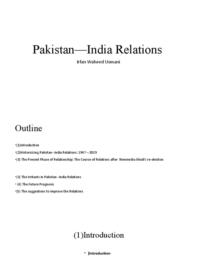 Current Dynamics of India-Pakistan Relations | PDF | Pakistan ...
