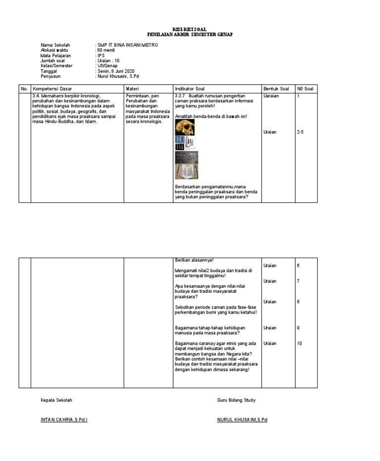 KISI2 Ips Kls 7 Semester 2 | PDF