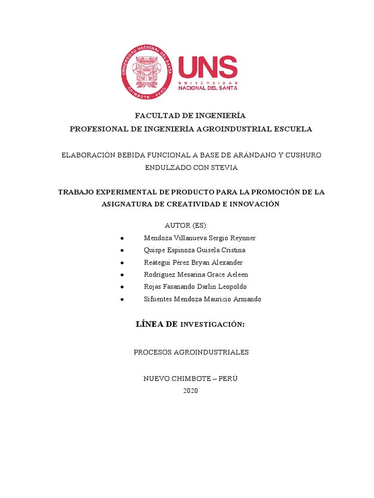 Avance Del Producto - II CICLO 2 | PDF | Alimentos | Nutrición
