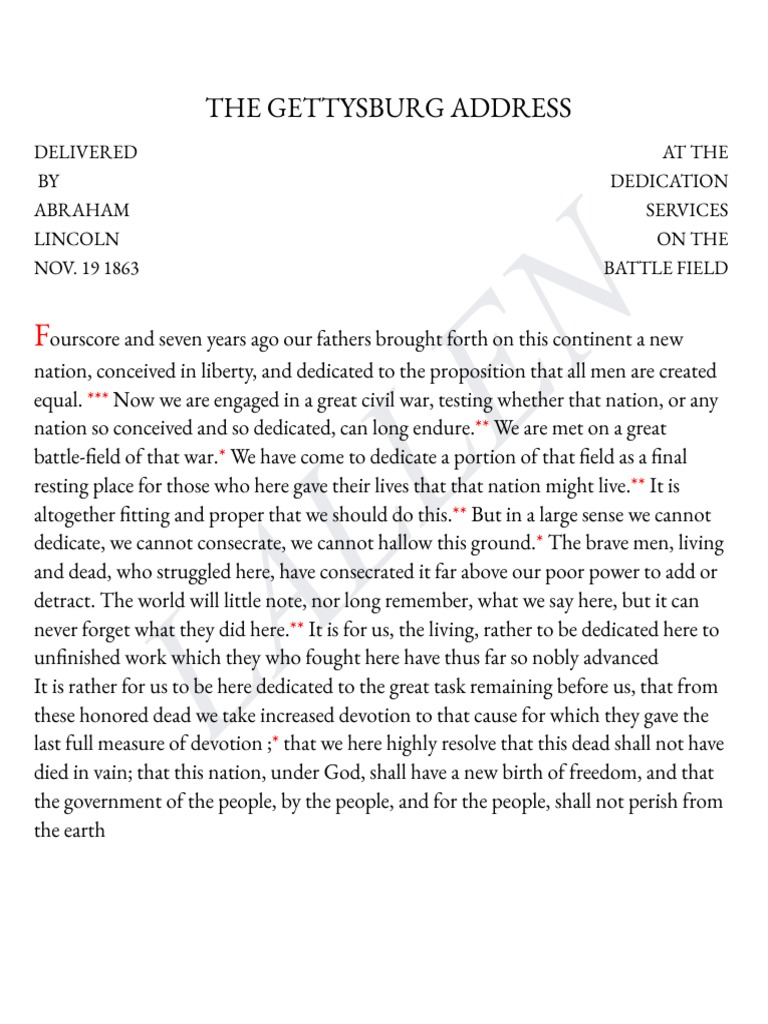 Lincoln's Gettysburg Address Summary | PDF