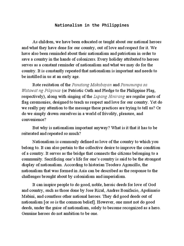 Importance of Nationalism in the Philippines | PDF | Politics