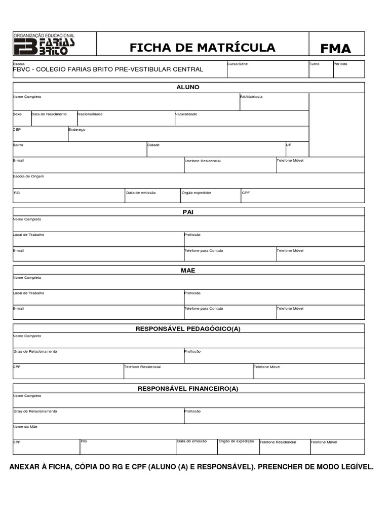 Ficha de Matrícula Atualizada | PDF