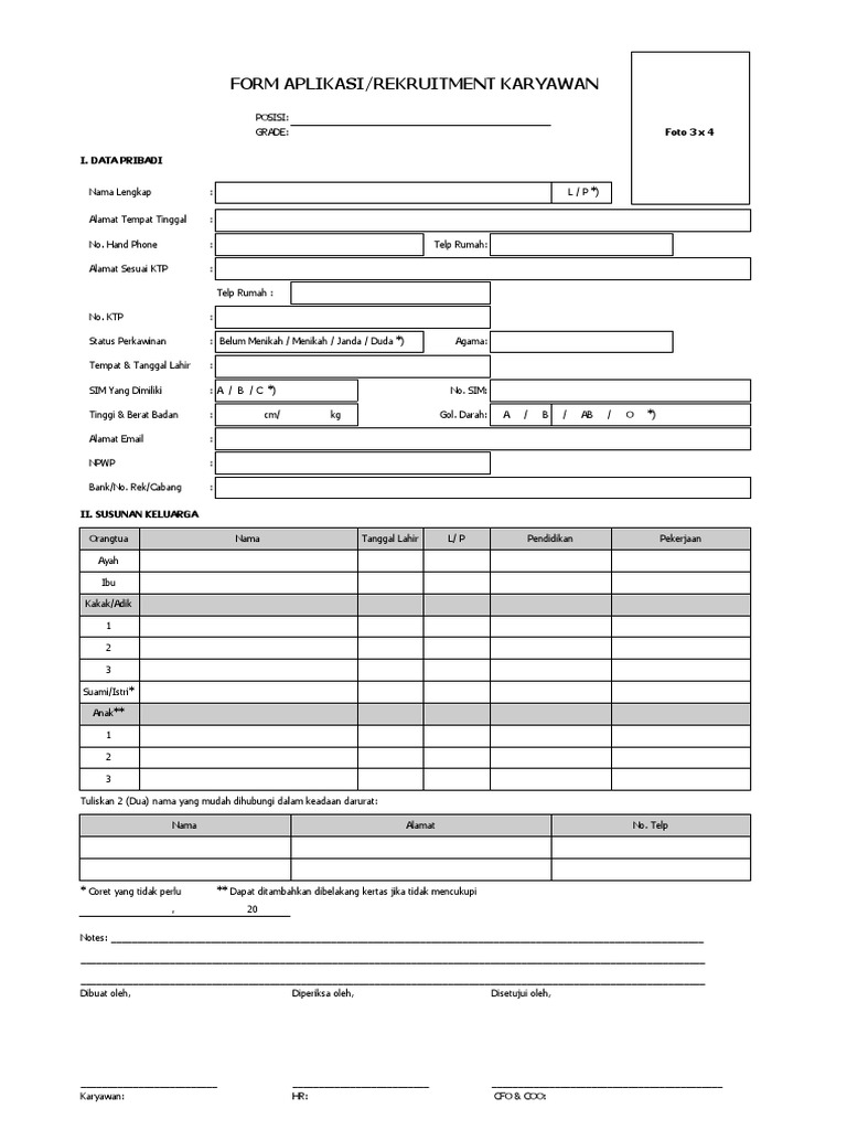 Form Aplikasi Karyawan | PDF