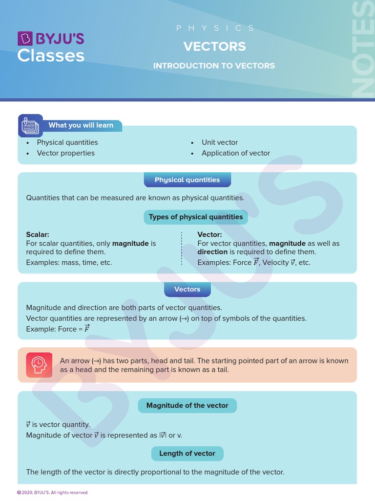 Introduction to Vectors.. | PDF | Euclidean Vector | Metrology