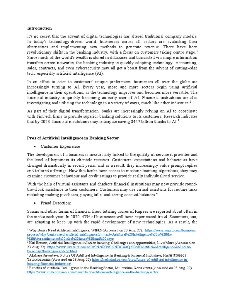 Artificial Intelligence in The Banking Sector With Special Reference To ...
