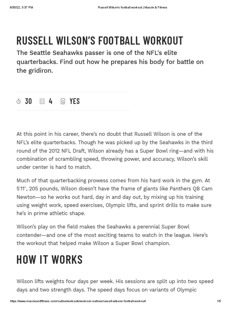 Russell Wilson's Football Workout - Muscle & Fitness | PDF ...