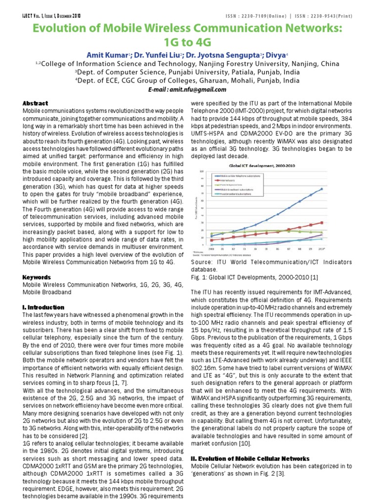 Evolution Of Mobile Wireless Communication Networks Pdf 3 G 4 G