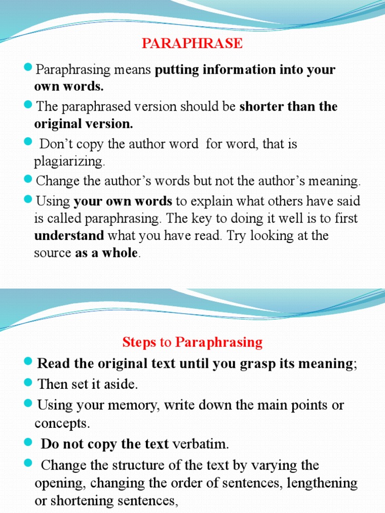 PARAPHRASE | PDF | Chart | Human Communication