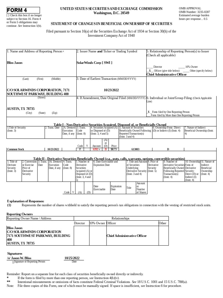 Form 4 | PDF | Securities (Finance) | Derivative (Finance)