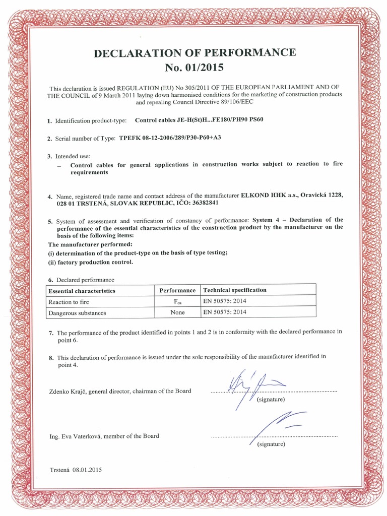EC (EU) Declaration of Performance JE-H (ST) H PH90 PS60 - 1 - Ok | PDF