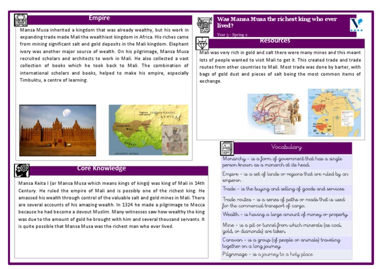 History - Spring 2 - Was Mansa Musa The Richest King Who Ever Lived | PDF