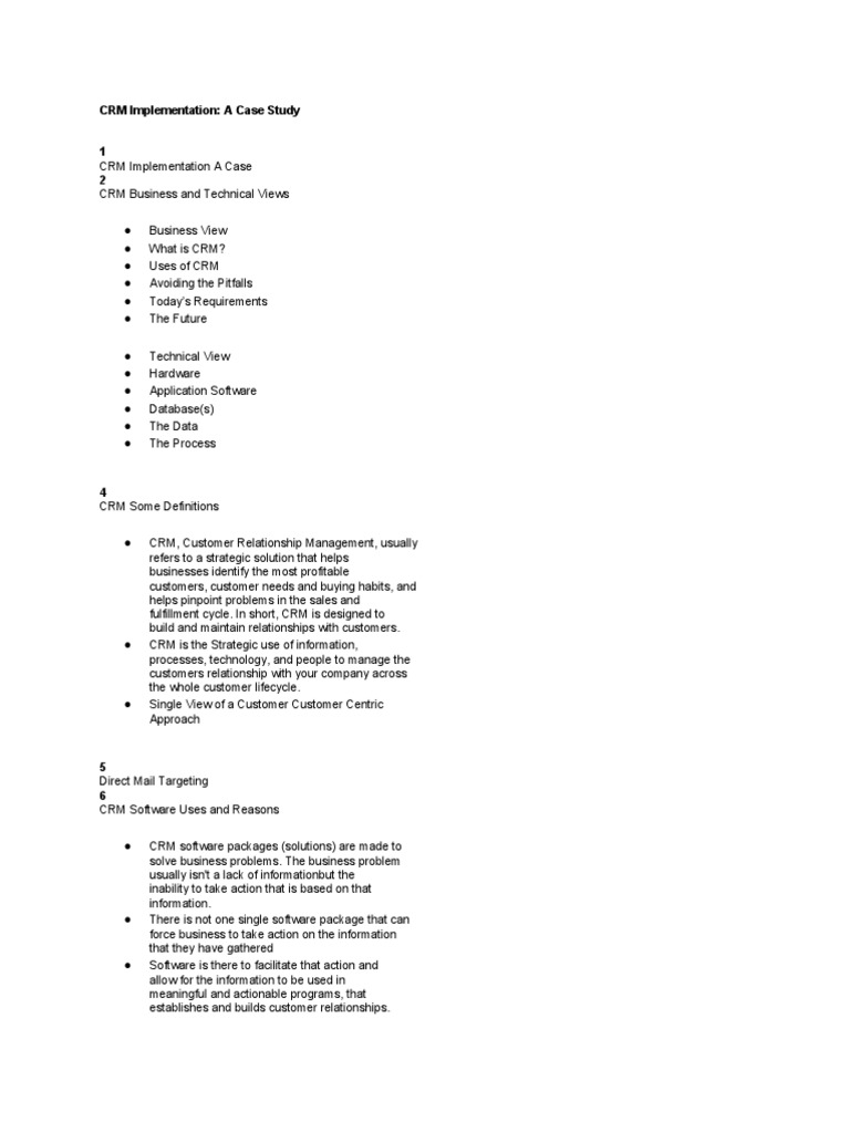Case Study of CRM | PDF | Customer Relationship Management | Analytics