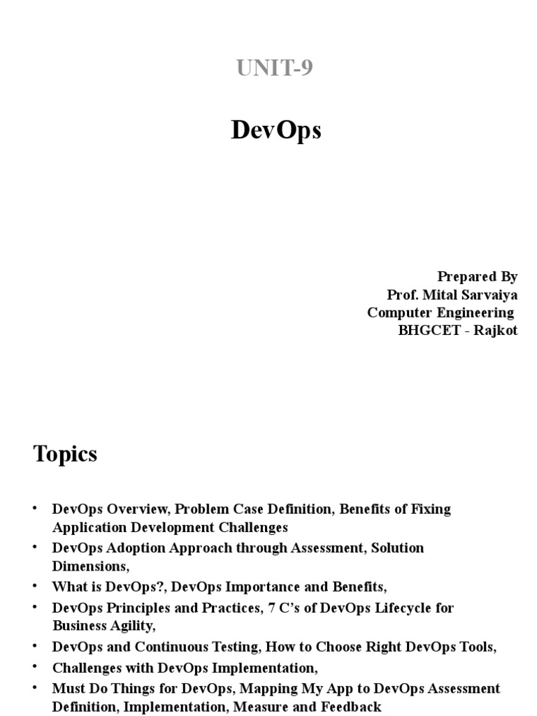 Unit 9 DevOps | Download Free PDF | Technology Development | Information Technology Management