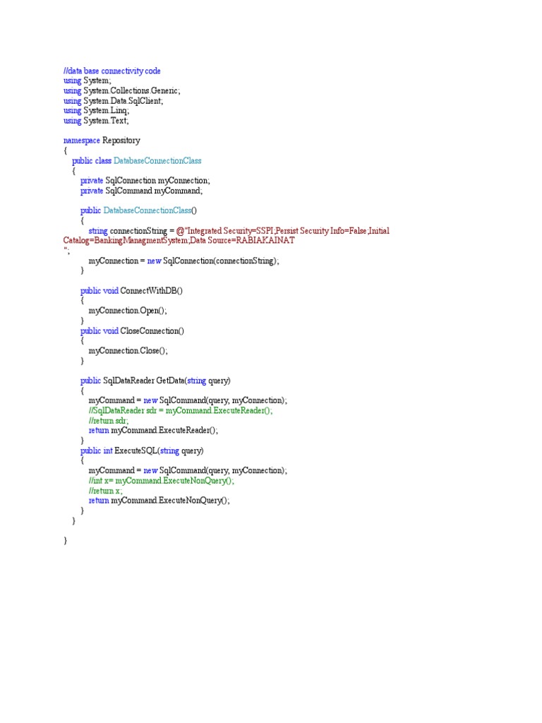 Data Base Connectivity Code | PDF | Language Integrated Query | Password