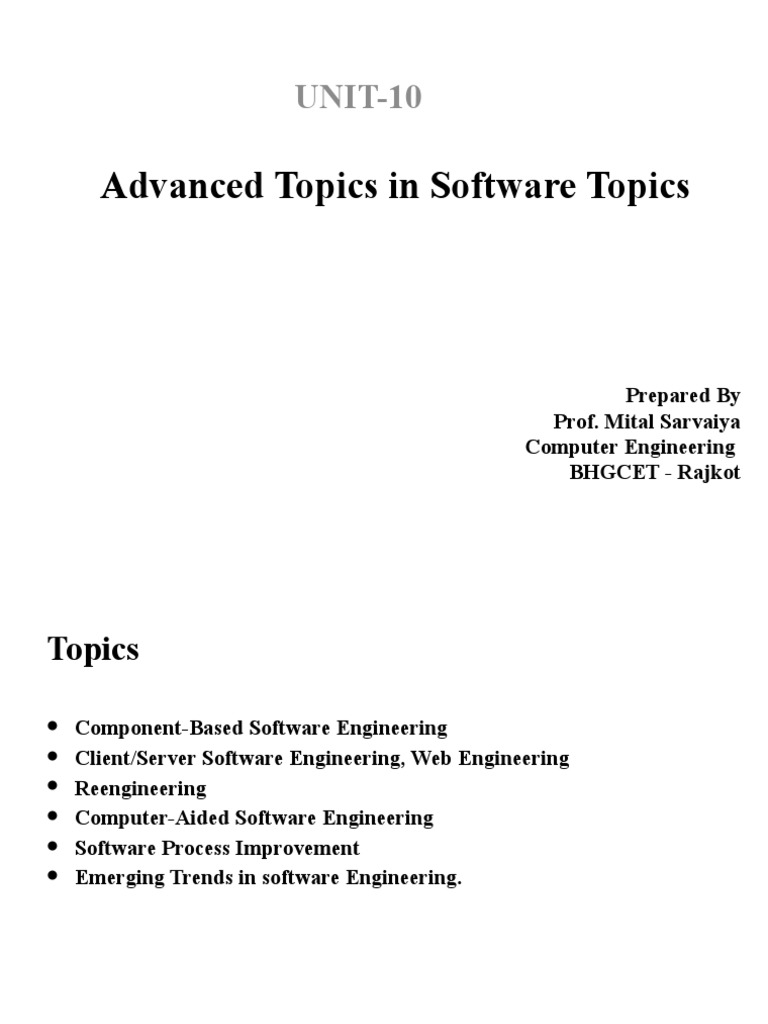 Unit 10 Advanced Topics in Software Engineering | PDF | Component Based Software Engineering ...