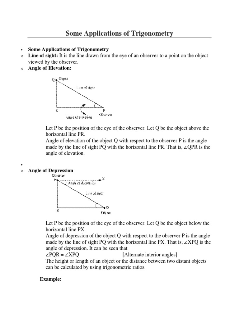 Some Applications of Trigonometry Visit | PDF