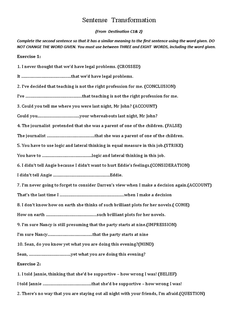 Sentense Transformation | PDF | Thought