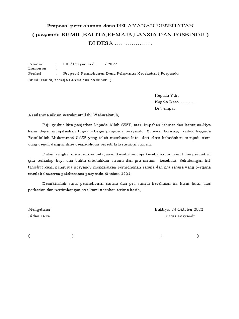 Proposal Permohonan Dana Posyandu Dan Stunting | PDF