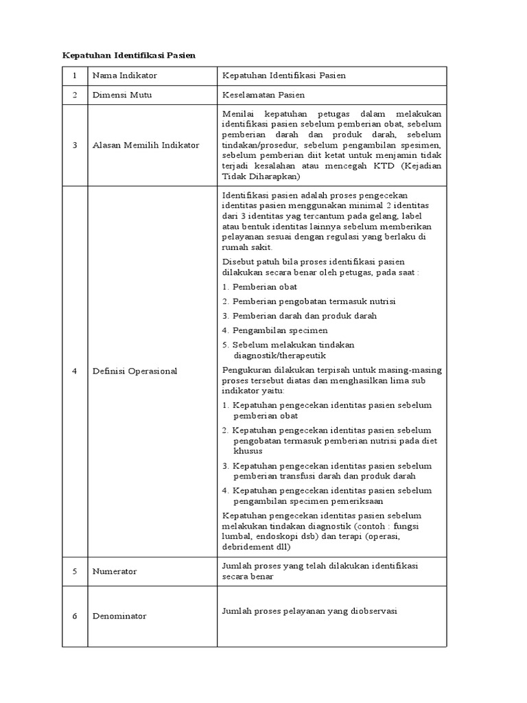 Kepatuhan Identifikasi Pasien | PDF