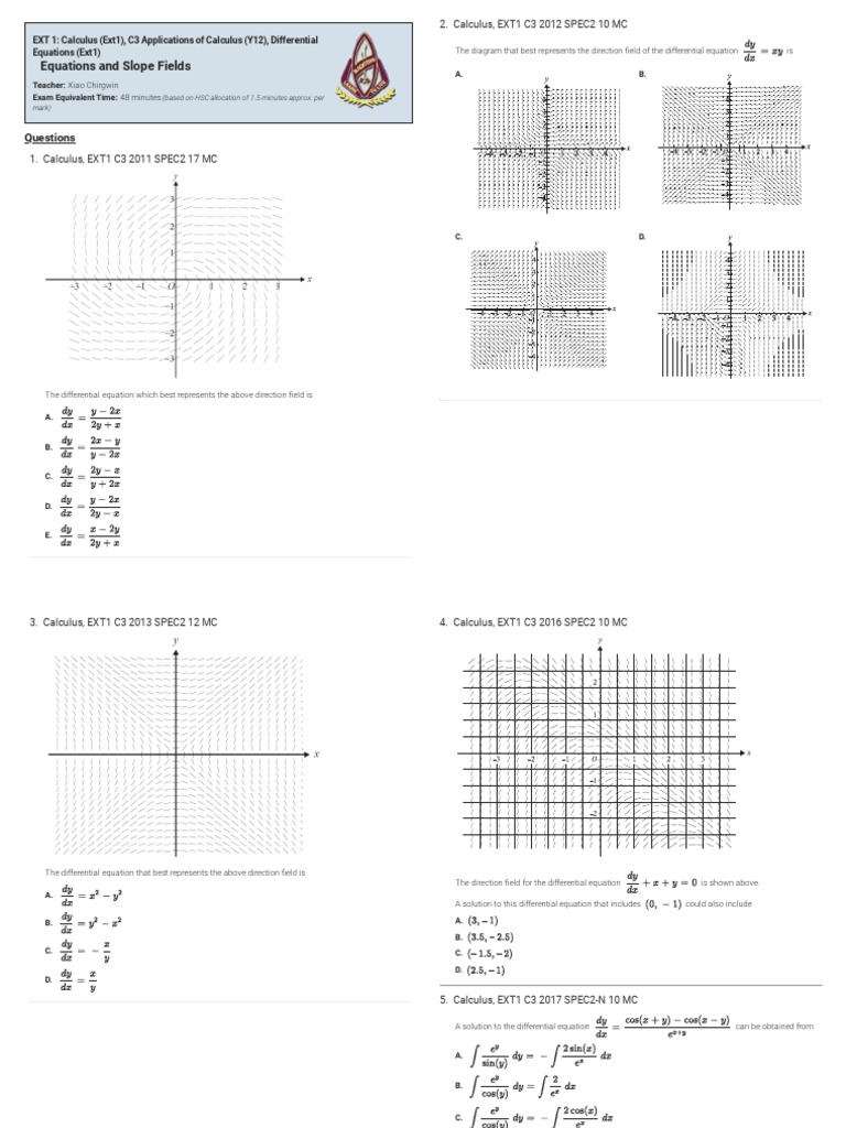Eq and Slope Fields | PDF | Equations | Slope